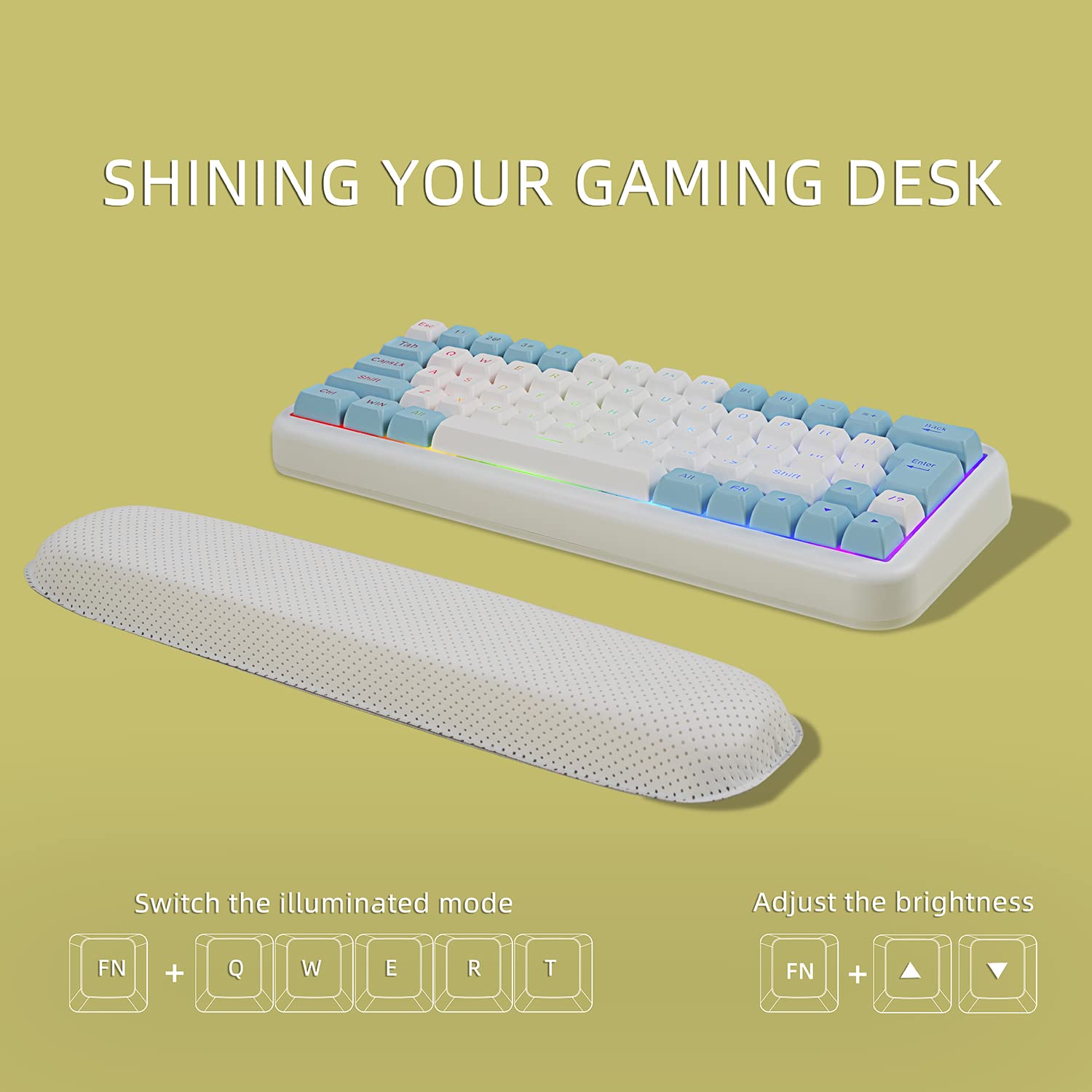 Wireless Gaming Keyboard, Rechargeable 2000mAh 2.4G LED Backlit Wireless Keyboard, Ergonomic Keyboard with Mechanical Sense Keys, for PC PS4 Xbox One Mac, Teclado Gamer (White)