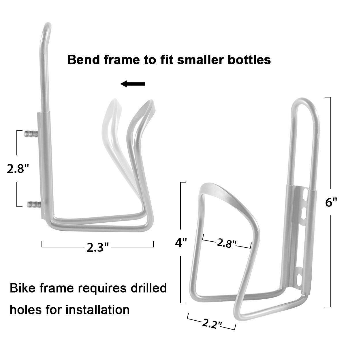 Zerlibeaful Bike Container Cage Pack Drink Bracket Holder Water 2 Bicycle Bottle Bike Accessories Bike Lock Box (Silver, One Size)