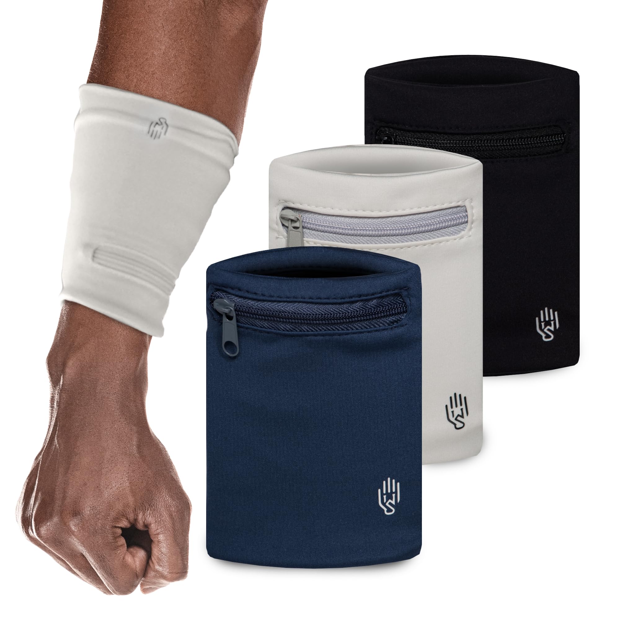Wallet Sleeve, 3 Pack Wristband, Lightweight Wallet Wristband for Running, Hiking, Workout, RFID Zipper Pouch for Cash, Cards and Small Essentials