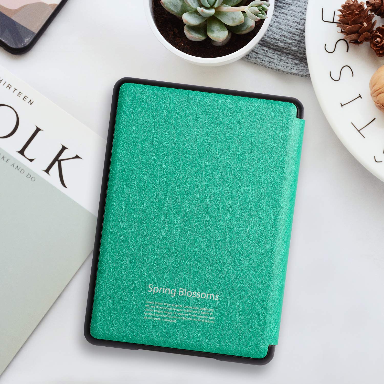 WALNEW Case for Kindle Paperwhite 11th Generation & Signature Edition(6.8β)- Slim Lightweight PU Leather Foldable Protective Case Cover Accessories with Auto Wake/Sleep, Flower