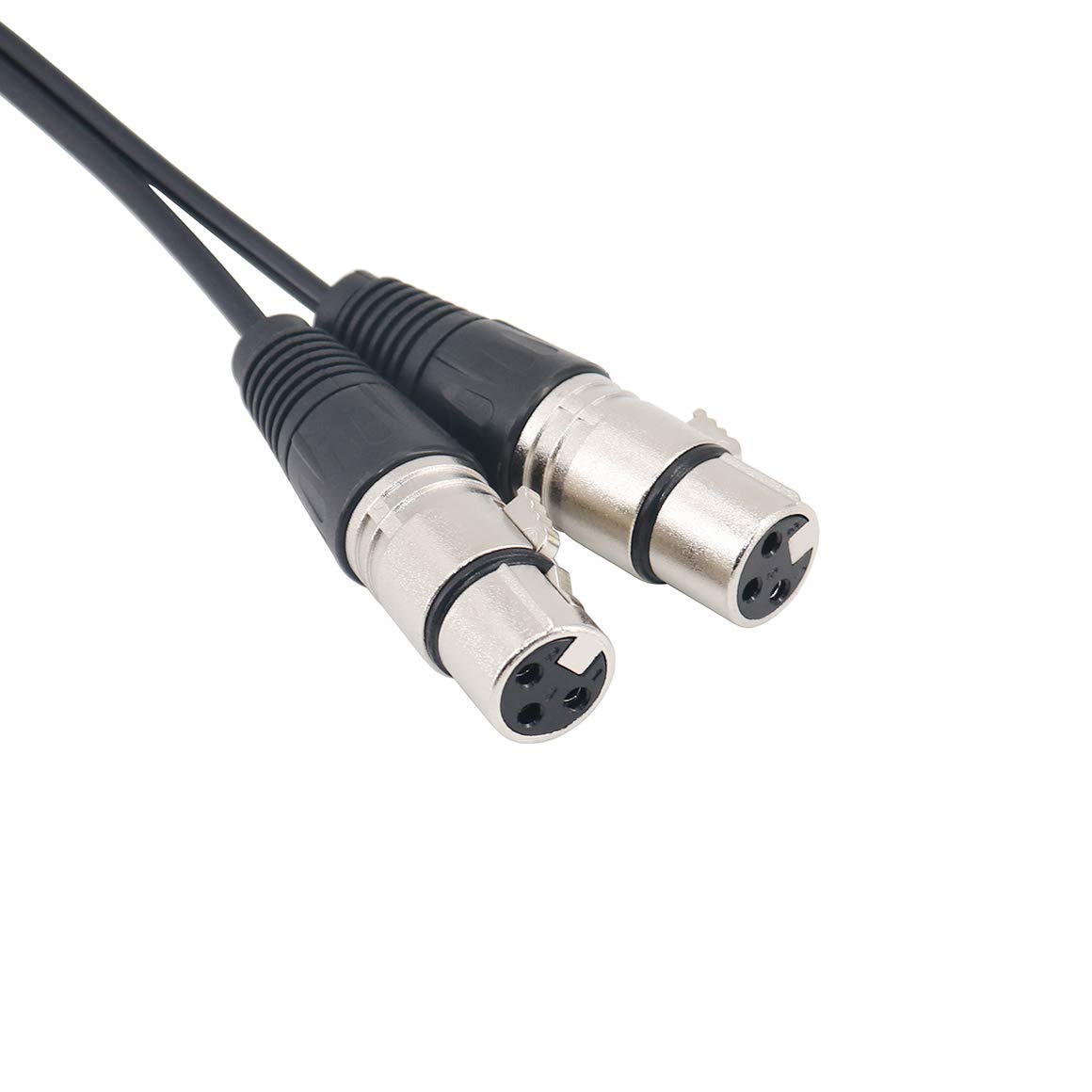 Tan QY Splitter XLR Cable 3 Pin XLR Splitter Y-Adapter Male to 2 Female DMX Cable, mic preamp, Splitter Patch Cable (1Ft)
