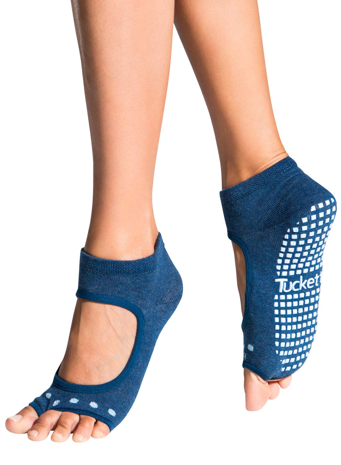 Tucketts Allegro Toeless Non-Slip Grip Socks - Anti Skid Yoga, Barre, Pilates, Home & Leisure, Pedicure - S/M - 1 pair Twilight Dot