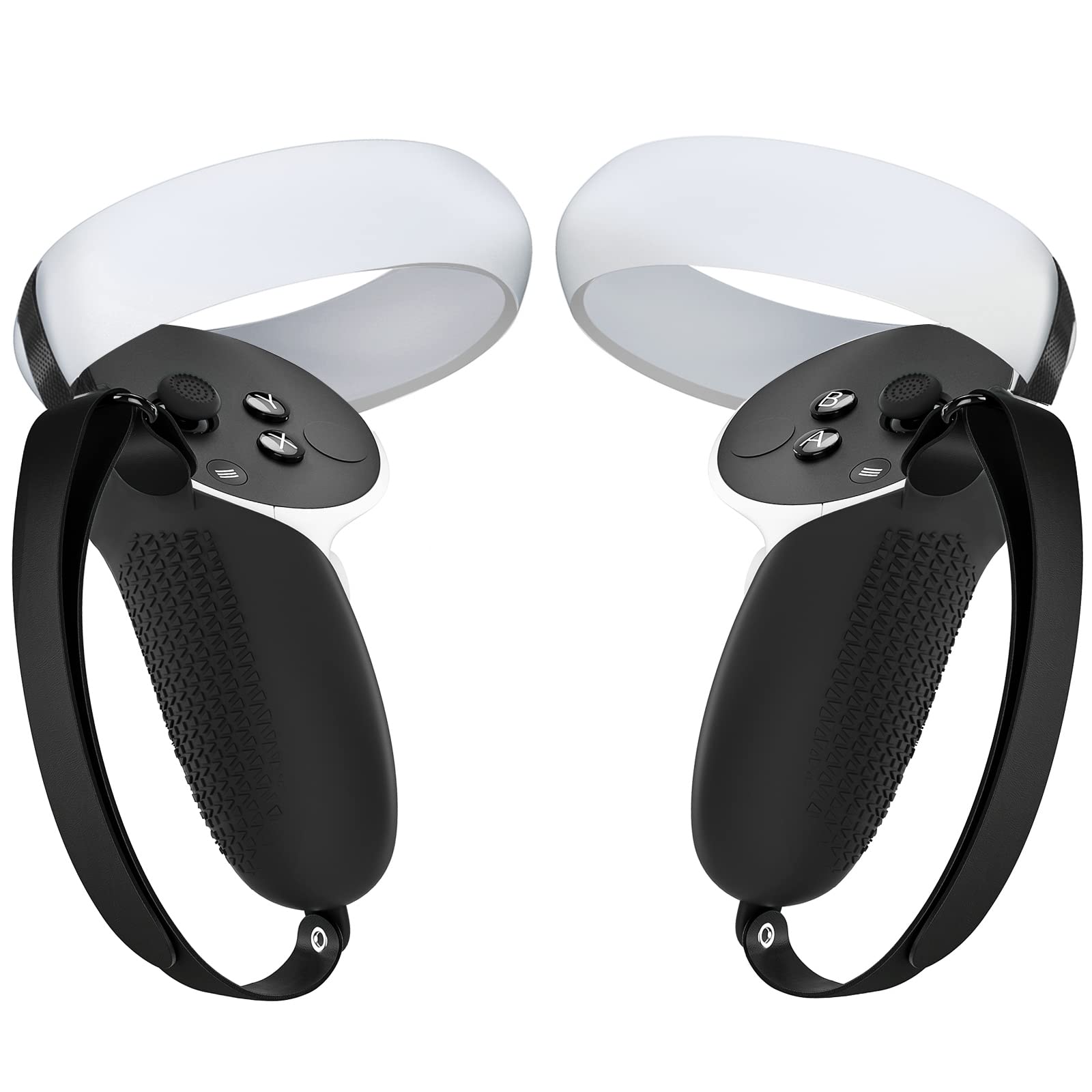 YRXVW Controller Grips Cover for Oculus Quest 2, Silicone Hand Grips Unibody Design with Adjustable Knuckle Strap Accessories Compatible with Quest 2 (Black)