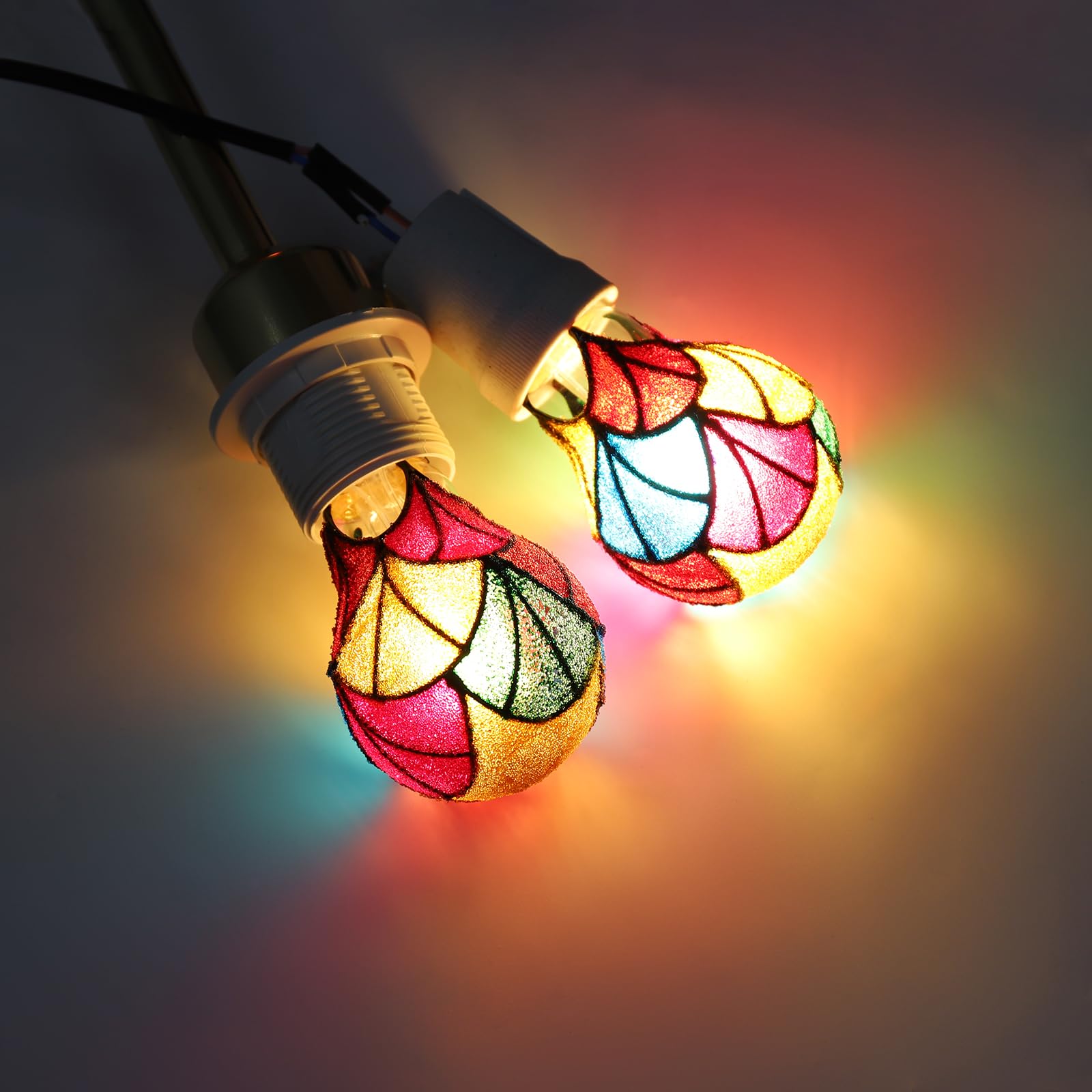 VALUCKY Stained Spherical LED Bulbs, Edison C35 Bulbs, 110V 3.5W LED Light Bulbs, Stained Glass Light Bulbs, Create Vibe, Great for Mood Light/Accent Light/Party Light, Standard E12 Base, 4Pack