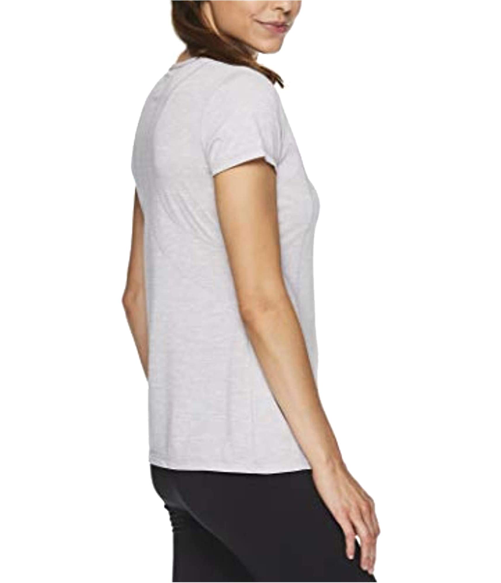 Reebok Womens Poly Marled Basic T-Shirt, Grey, Small