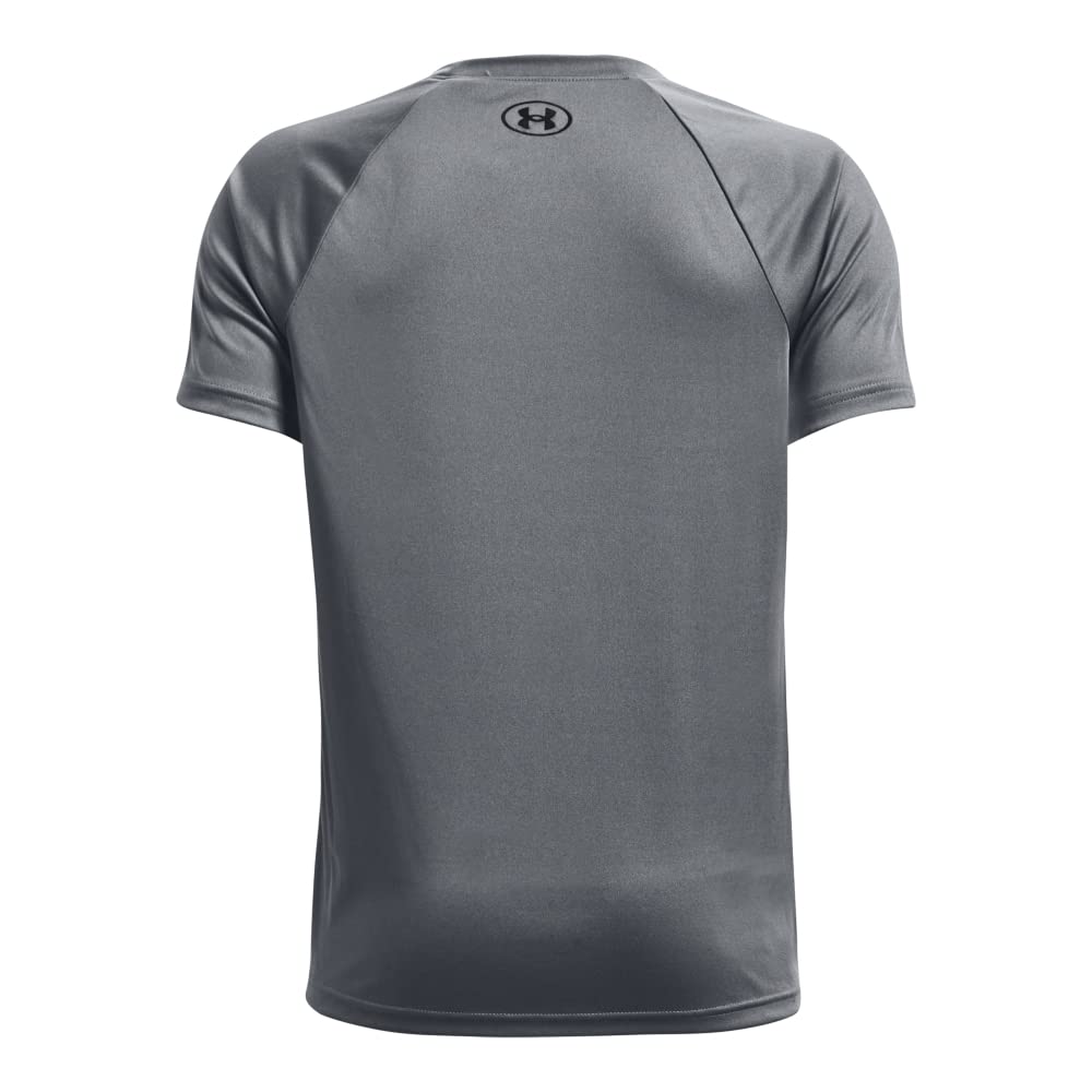 Under Armour Boys' Tech Logo Sport Fill Short-Sleeve T-Shirt, Pitch Gray (012)/White, Youth X-Large