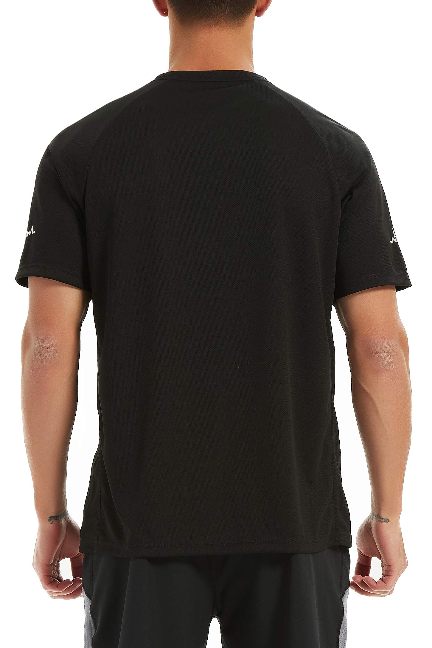 WanNiu Men's 3 Pack Workout Shirt Dry Fit Athletic Gym Short Sleeve Mesh Moisture Wicking, Black Grey Red, Large