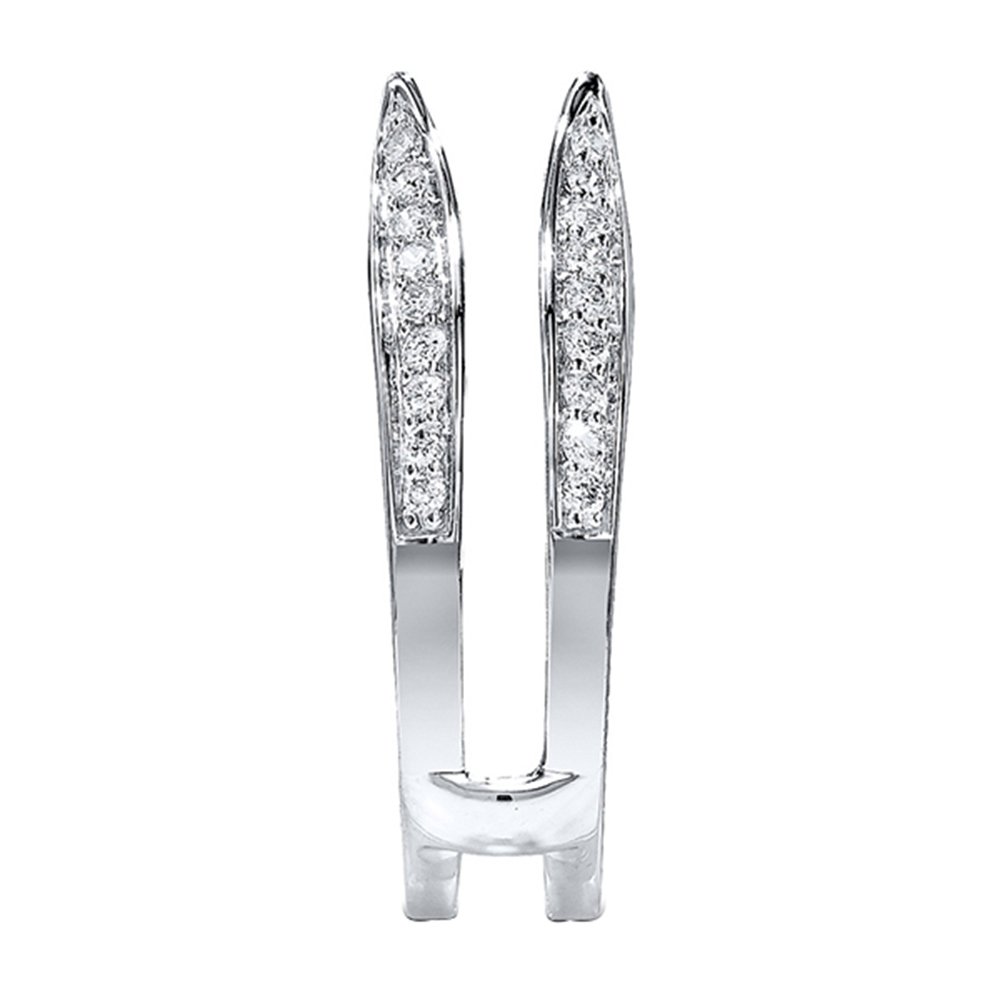 Star Retail 14K White Gold Plated 3/8ct Brilliant Cut Simulated Diamonds Solitaire Enhancer Ring Guard Wrap 7.5