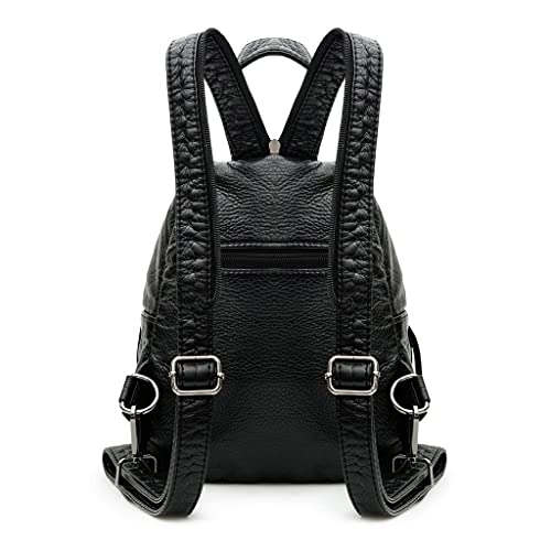 XJJZS Black Large Slouchy Soft Leather Women Handbag Braided Shoulder Tote Bag