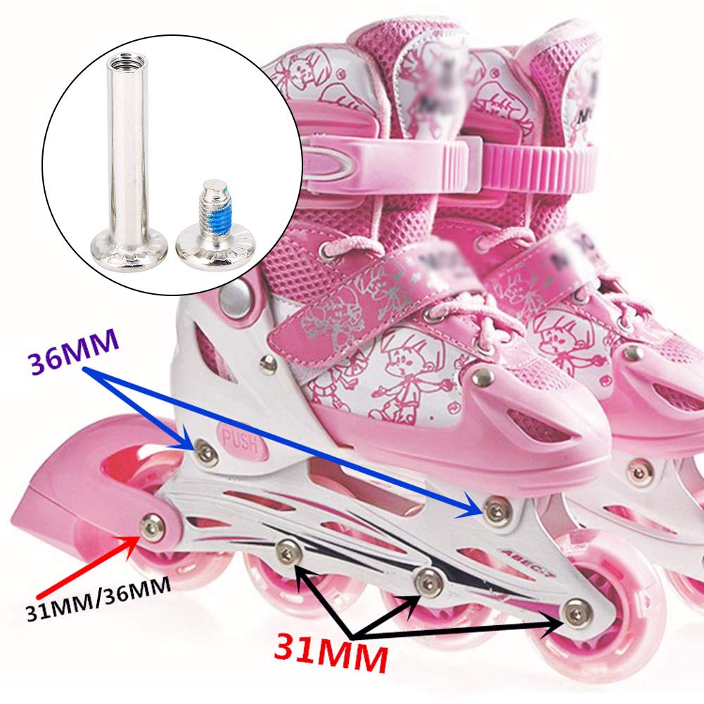 Skate Screws, 10Pcs 31mm Inline Skate Axle Metal Skate Screws, Inline Skate Skating Screws Kit, Skate Replacement Screws for Repairing Changing Skates