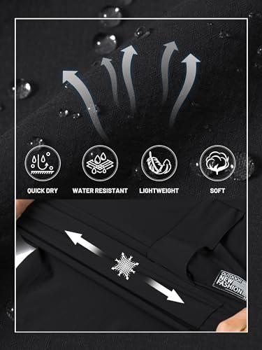 TACVASEN Capri Pants for Men Black Cargo Shorts Men Outdoor Quick Dry Shorts for Men Water-Resistant Workout Shorts with Zipper Pockets