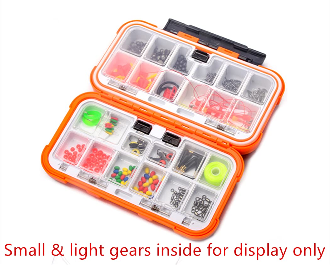 Toasis Fishing Tackle Accessory Box Small Fishing Hooks Weights Sinkers Swivel Storage Container (Black & Orange-2pcs)
