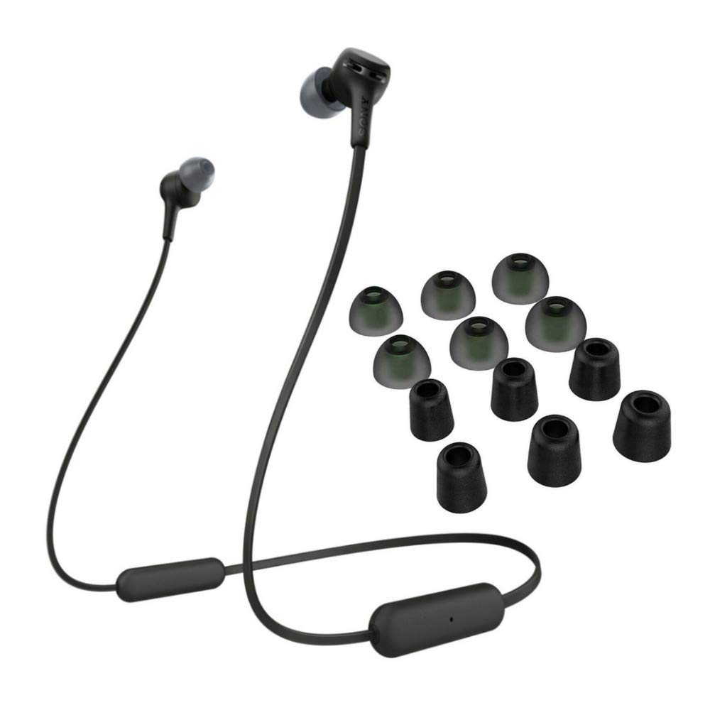 Sony WI-XB400 Extra Bass Wireless In-Ear Headphones (Black) with Knox Gear Noise Isolating Memory Foam Tips & Silicone Earbuds (6 pairs with case) bundle (2 Items)
