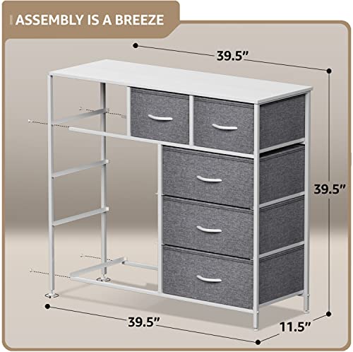 Sorbus Dresser with 9 Drawers - Furniture Storage Chest Tower Unit for Bedroom, Hallway, Closet, Office Organization - Steel Frame, Wood Top, Easy Pull Fabric Bins (White)