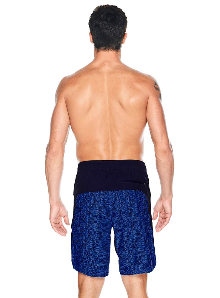Reebok Men's Swimwear 9" E-Board Mavericks UPF 50+ Athletic Swim Shorts Bathing Suit Trunks, Collegiate Navy, Medium