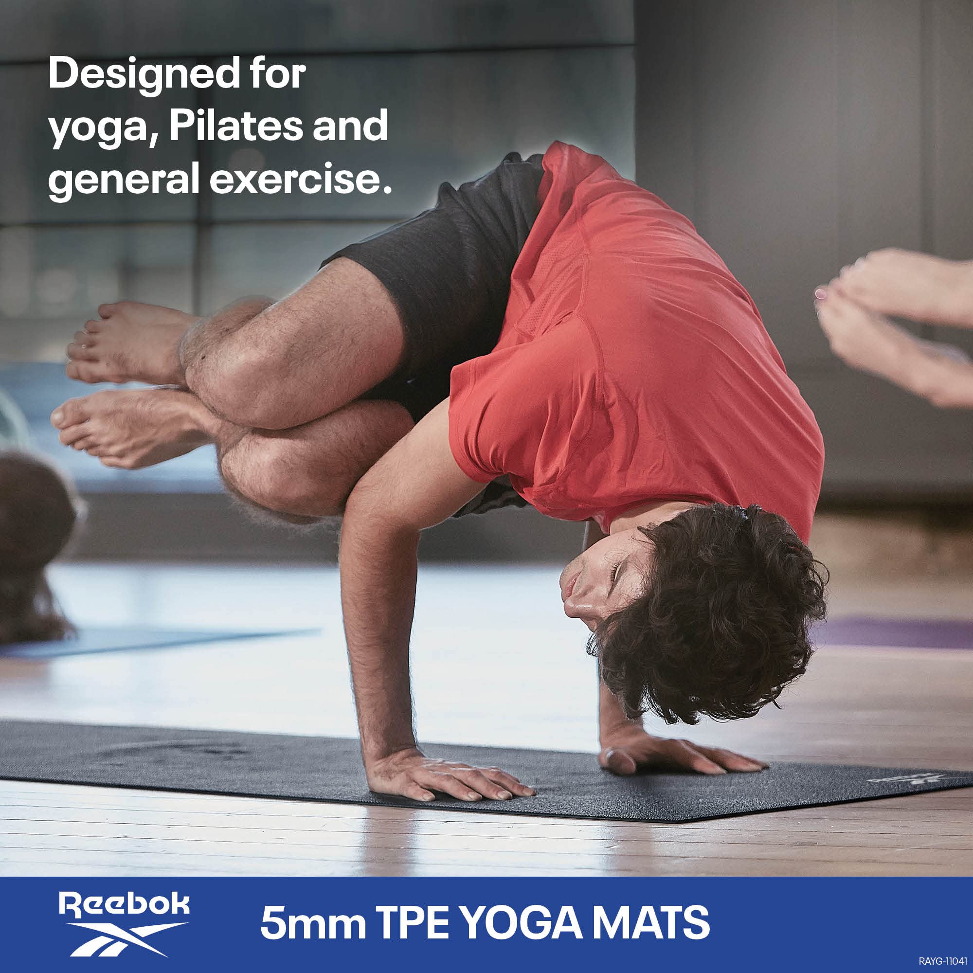 Reebok Yoga Mat - Lightweight, Compact, Rollable, and Cushioned Supportive Workout Mat for Yoga, Pilates, and General Exercise - Non Slip TPE Yoga Mat with Non Slip Texture - 5mm, Purple