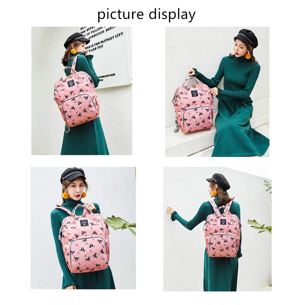 QIXINGHUCat patterned Multi-Function Diaper Bag for Baby Care Wide Open Nappy Bags Handbags Travel Backpack Large Capacity Blue, SIZE(L*W*H):10.24*5.91*14.96in