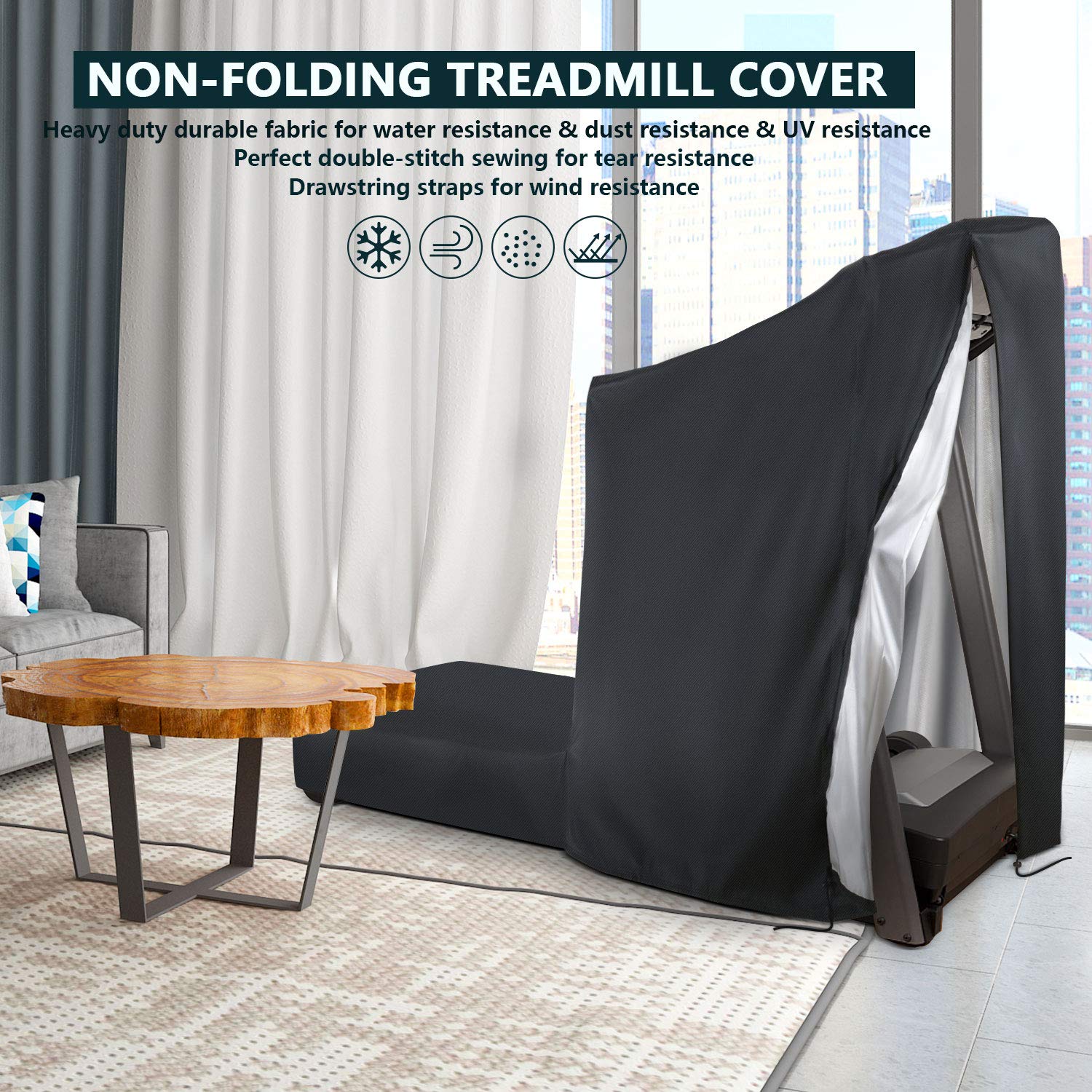 TwoPone Treadmill Cover Waterproof Outdoor Non-Folding Treadmill Covers Upgraded Protective Cover Water-Resistant Dustproof Covers for Indoor Gym Running Machine Storage