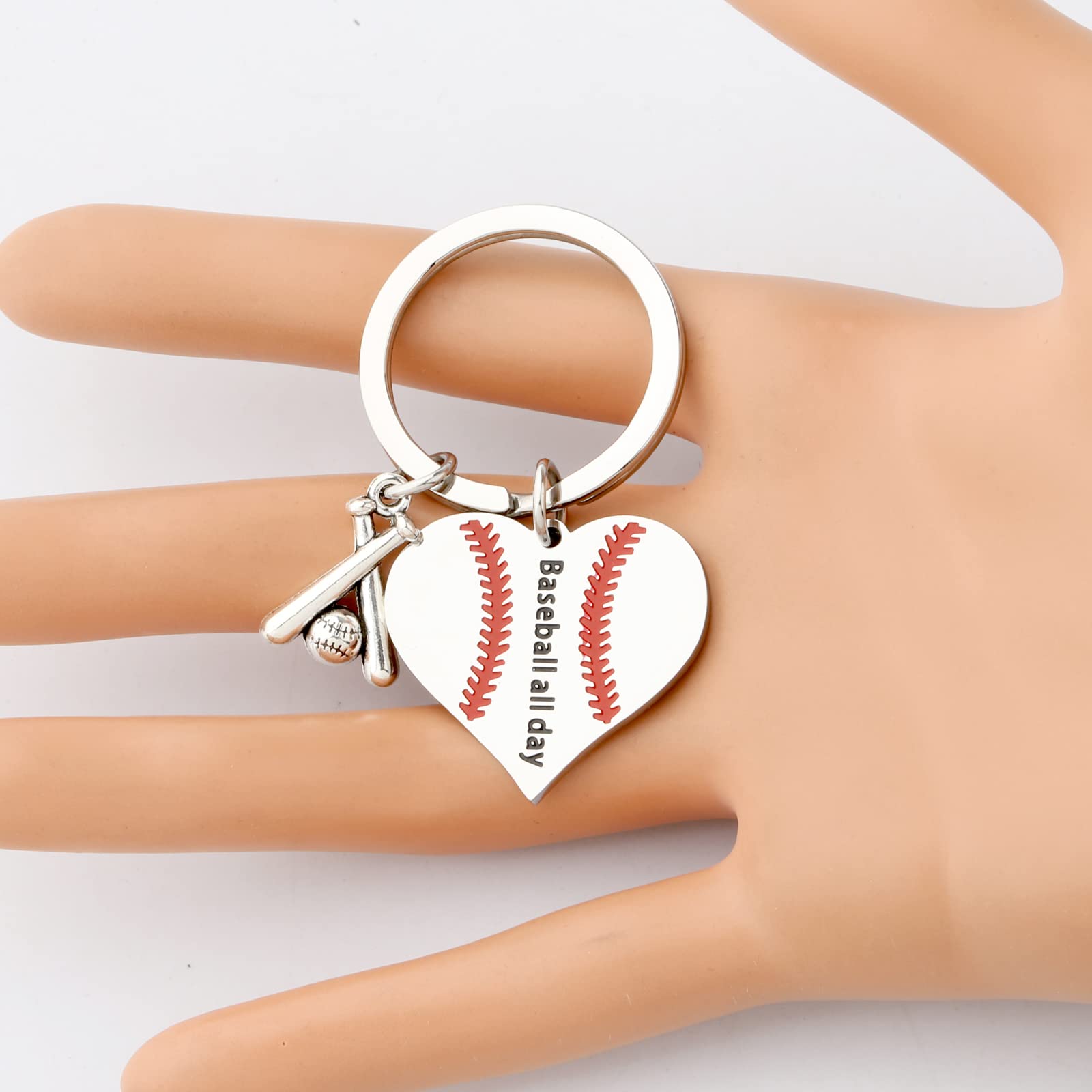 WSNANG Baseball Keychain Baseball Player Gifts Baseball Lover Jewelry Baseball Team Baseball Coach Thank You Gift (silver)