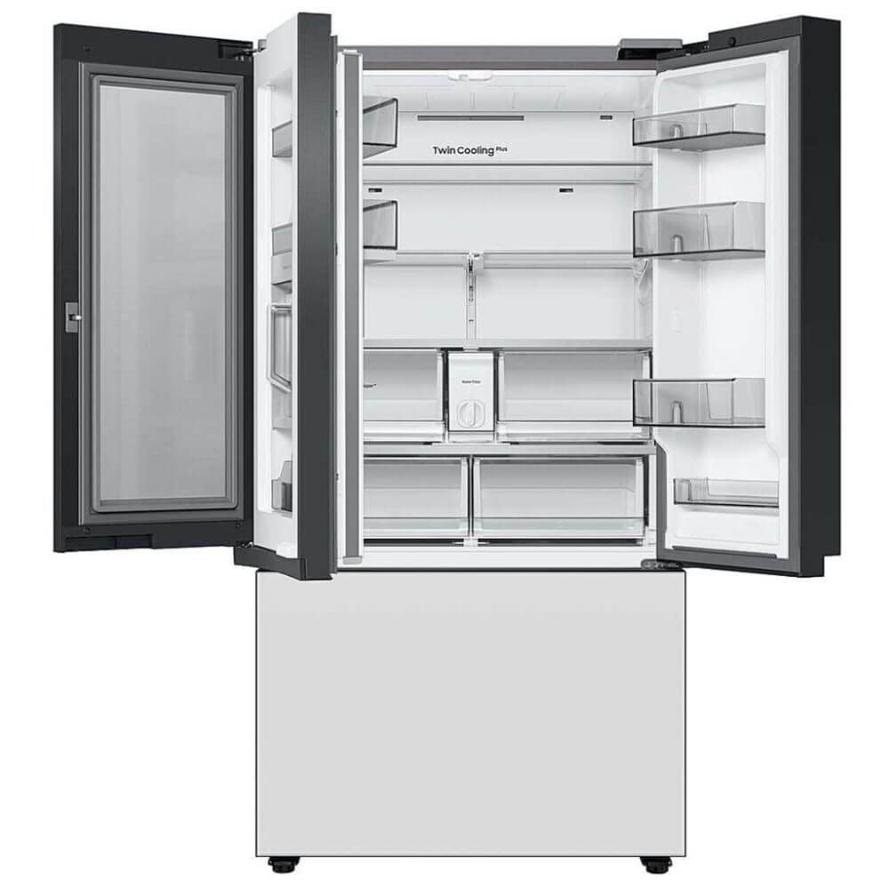 SAMSUNG RF24BB660012 24 Cu. Ft. Bespoke White Glass 3-Door French Door Counter Depth Refrigerator