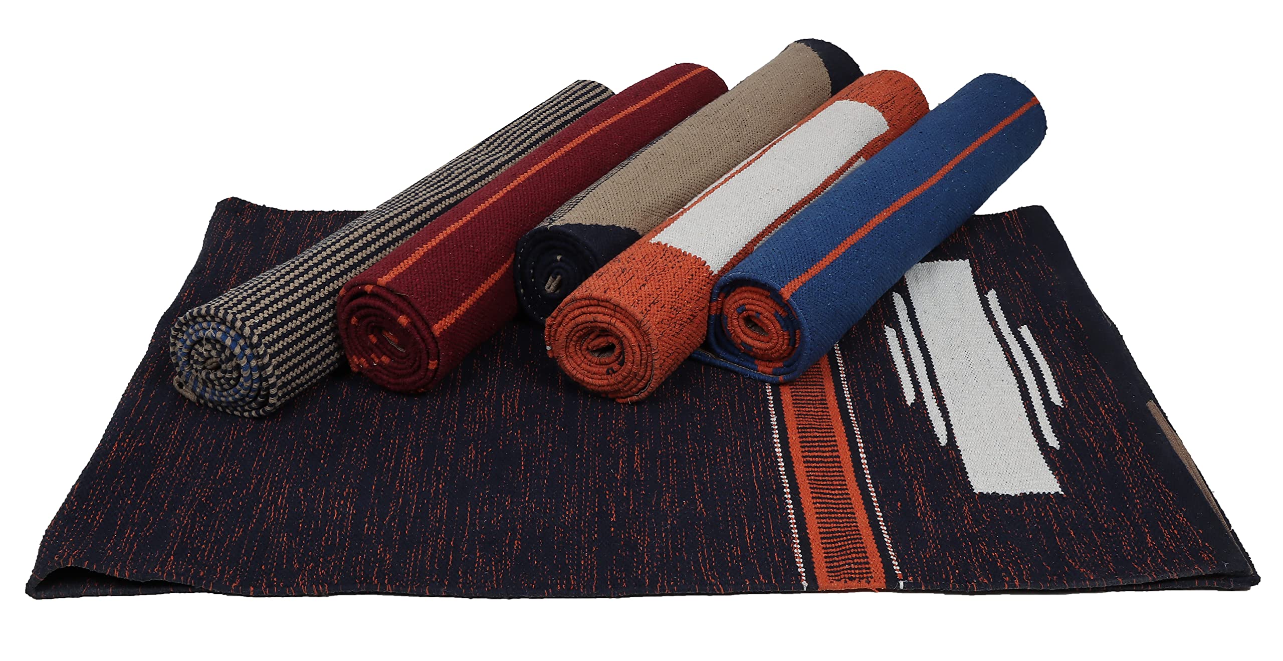 WMX Yoga Rug Mat Convert Plastic Yoga Mat to Eco Friendly 100% Cotton Gripping with Corner Pocket (Grey/Blue Sky)