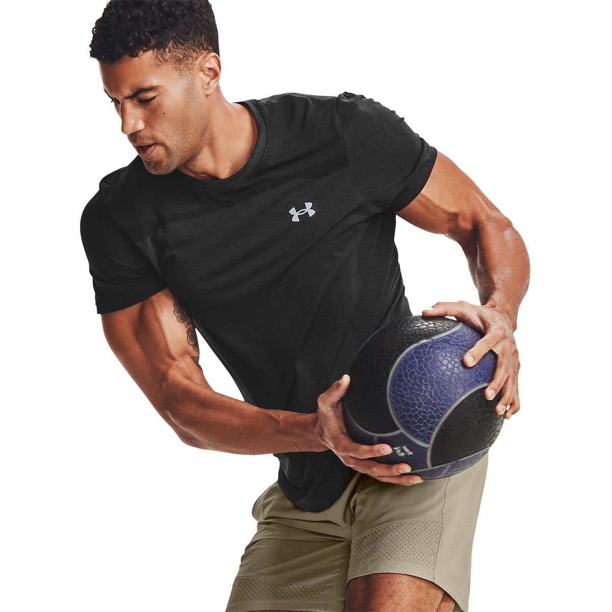 Under Armour Men's Seamless Short-Sleeve T-Shirt , Black (001)/Mod Gray , 3X-Large