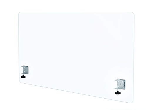 VaRoom Privacy Partition and Sneeze Guard, Frosted Acrylic Clamp-On Desk Divider – 48” W x 24”H Privacy Desk Mounted Cubicle Panel