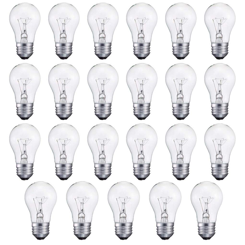 Voniry Appliance Light Bulb A15 Light Bulbs 40Watt Clear Bulbs Incandescent Light Bulb E26 2500K Globe Small Bulbs Ceiling Fan Lamp Oven Light Bulb 24 Pack
