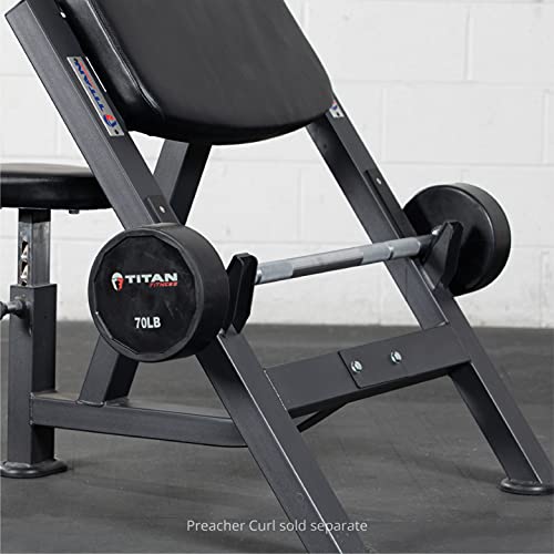 Titan Fitness Straight Barbell 70 lb. Cold-Rolled Steel Chrome Finish Rubber Fixed