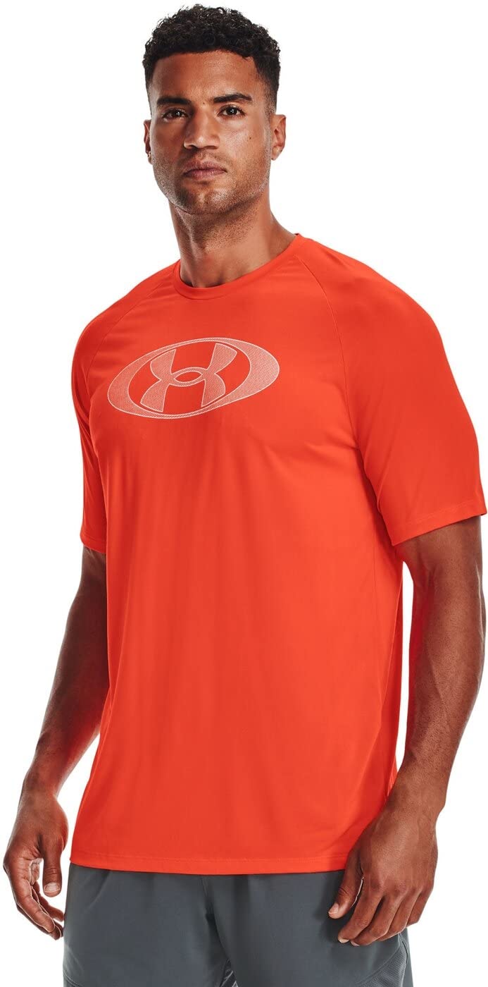 Under Armour Men's Tech 2.0 Lockertag Short Sleeve T-Shirt, Phoenix Fire (296)/Halo Gray, Large