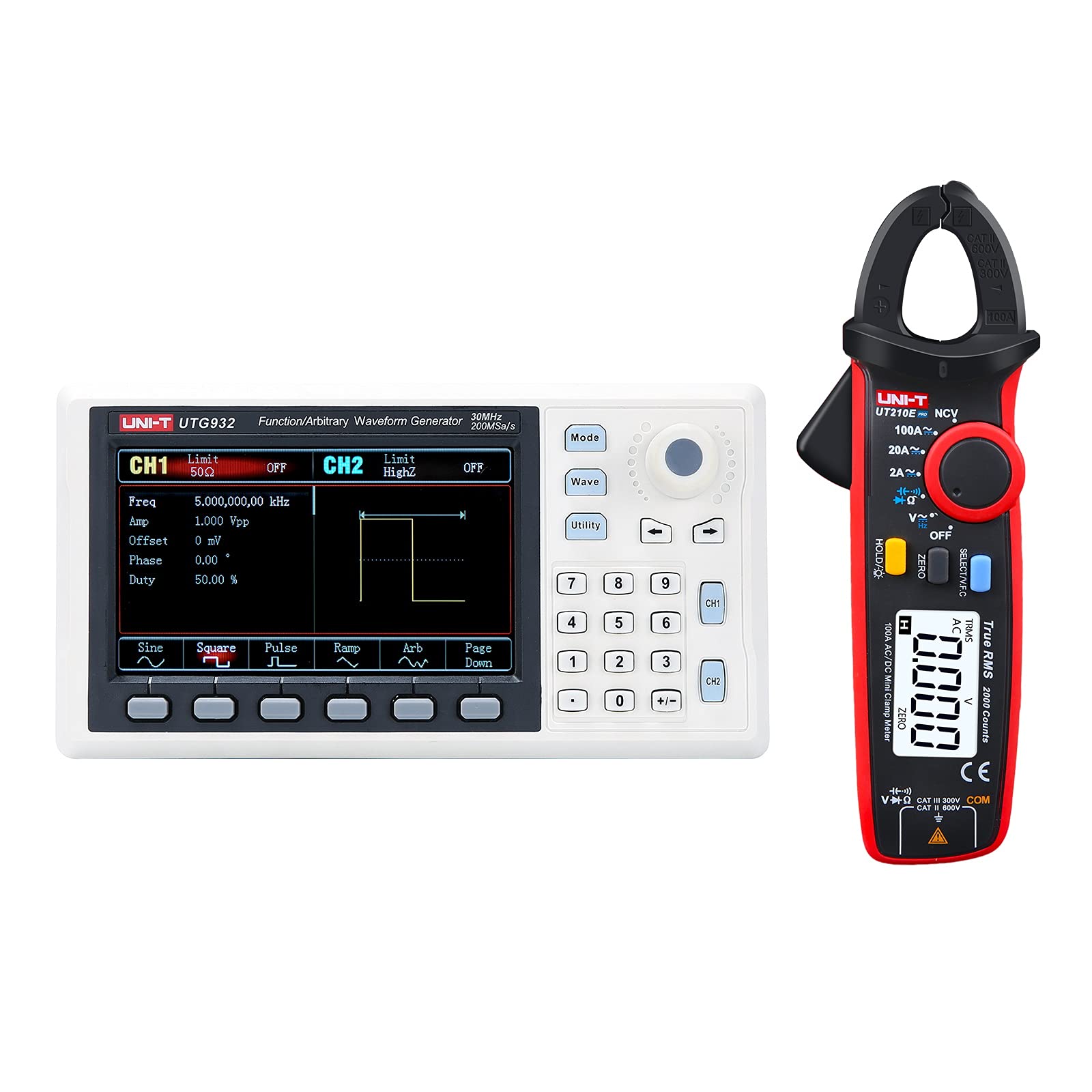 UNI-T UT210E Pro + UTG932, Digital Clamp Meter, Function Generator Arbitrary Waveform 30MHz 200MSa/s