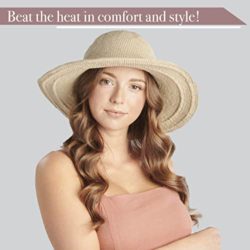 San Diego Hat Company Women's One Size Tan 4 Inch Cotton Crochet