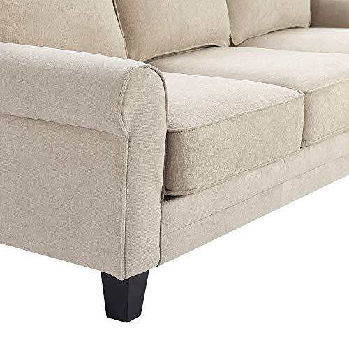 Serta Copenhagen 2 Two or Three Person Living Room Couch with Soft Foam-Filled Cushions, Easy-to-Clean Microfiber Upholstery, 77" Sofa with Storage, Beige