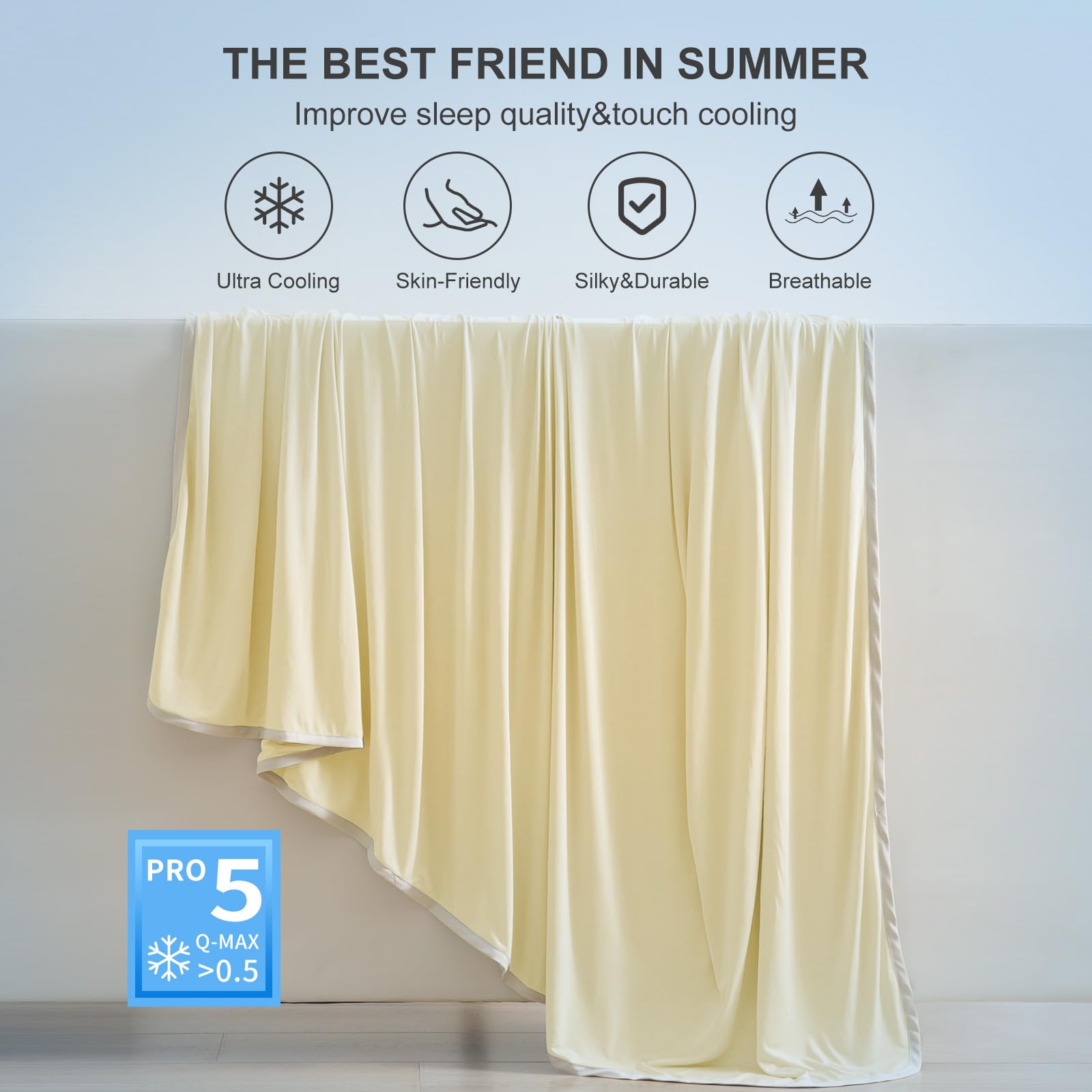PHF Cooling Blanket for Hot Sleepers Queen Size, Arc-Chill Cool Blanket Absorbs Body Heat to Keep Cool for Night Sweats, Summer Blanket for Bed Sofa Couch, 90x90 inches, Charcoal