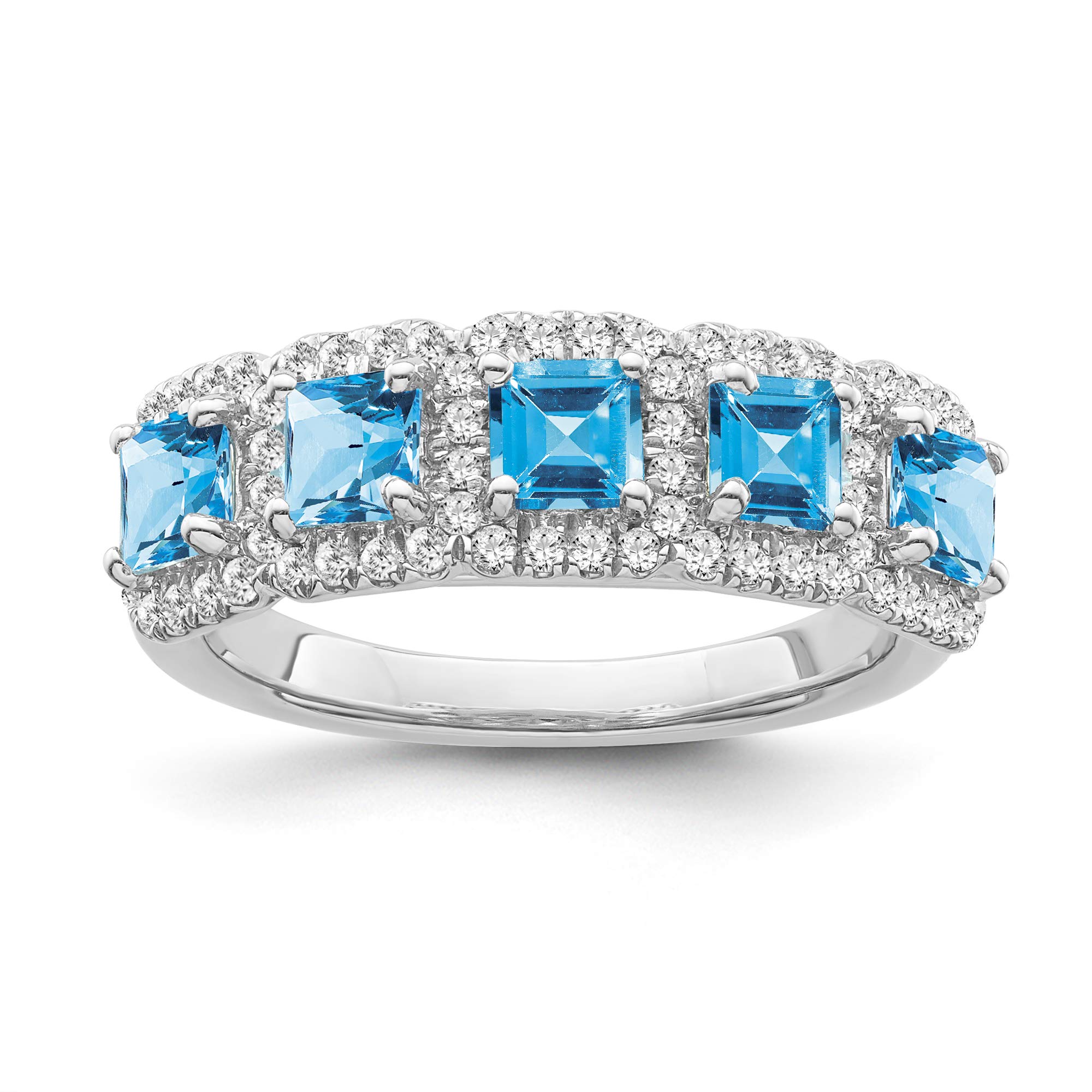 Sterling Silver Diamond and Blue Topaz Ring (1/3 cttw, I-J Color, I2-I3 Clarity), Size 7