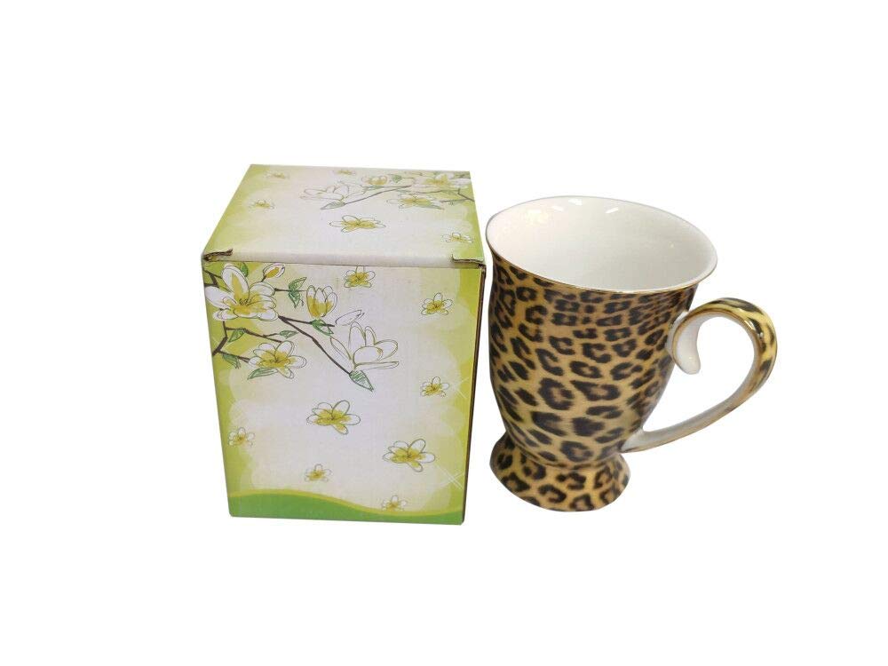 YBK Tech Novelty Porcelain Tea Cup, 9oz Coffee Cup for Home Kitchen Office (Leopard Print)
