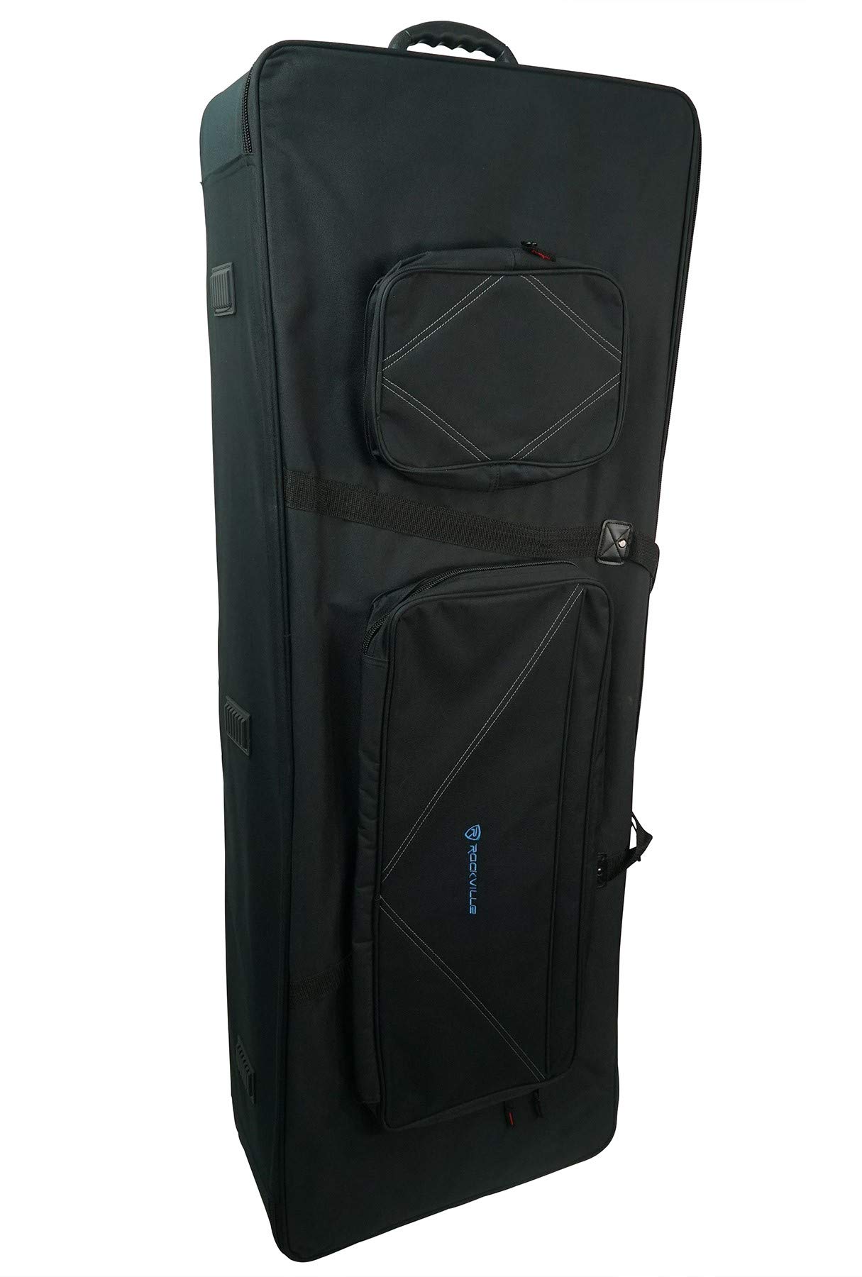 Rockville Rolling Bag 76 Key Keyboard Case W/Wheels+Trolley Handle+Large Pocket