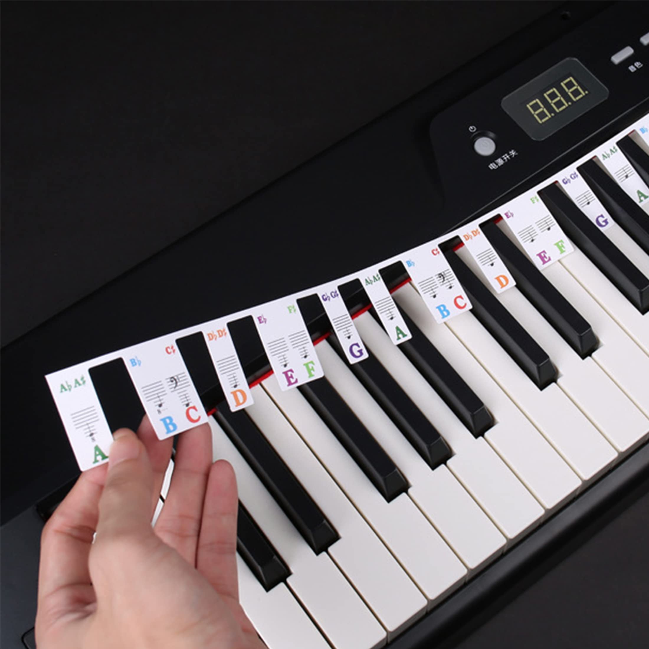 WOJIM - Removable Piano Keyboard Note Labels,Piano Notes Guide & Piano Key Guide,61 Keys Piano keyboard,Say Goodbye to Piano Stickers & Piano Keyboard Stickers (Colorful)
