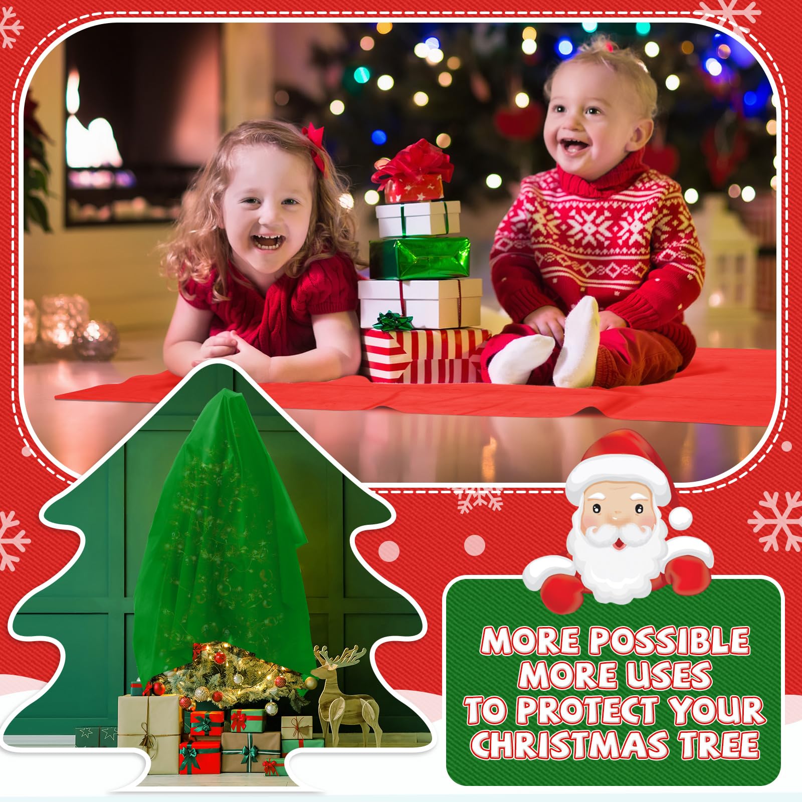 Preboun 3 Pcs Christmas Disposable Tablecloth Roll Plastic Table Cover Roll Table Cloth Rolls with Cutter Box for Christmas Parties and Decorations, Red, White, Green, 40" x 100'
