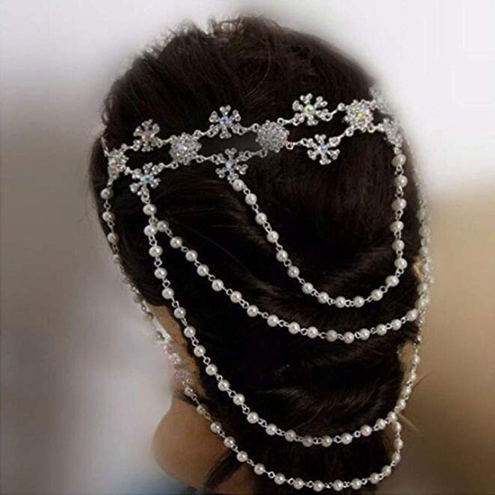 Suoirblss Lady Tassel Shoulder Body Chain Wedding Bridal Imitation Pearl Rhinestone Shoulder Necklace - Wedding Body Statement Jewelry