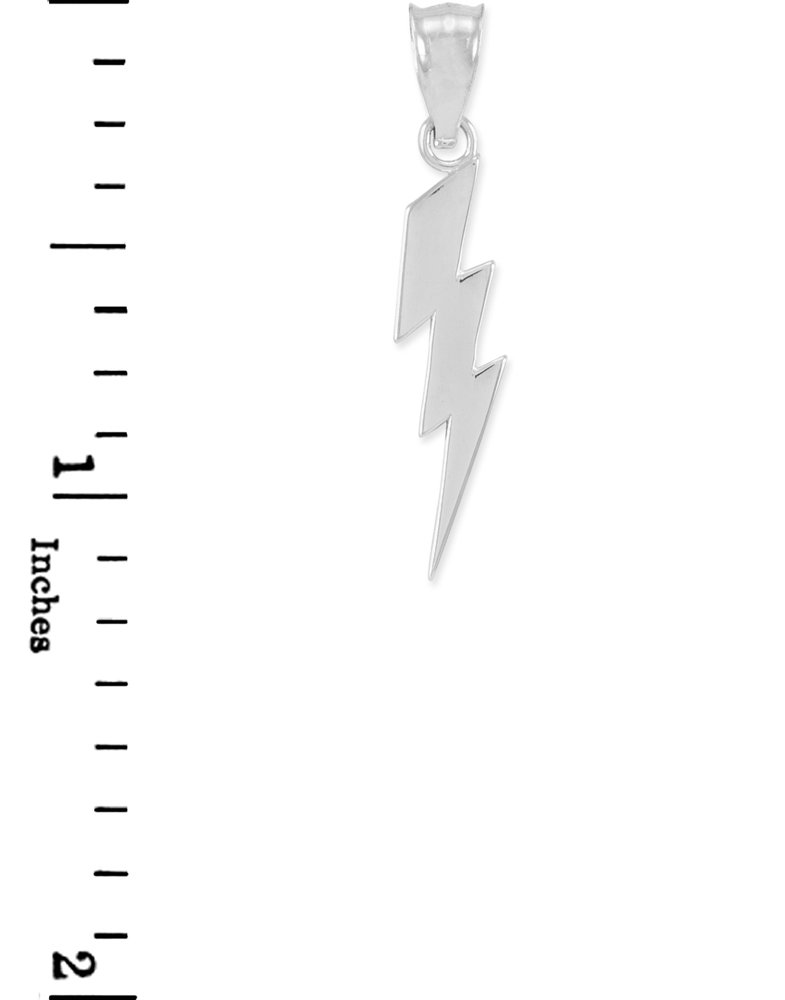Polished 10k White Gold Lightning Bolt Charm Pendant