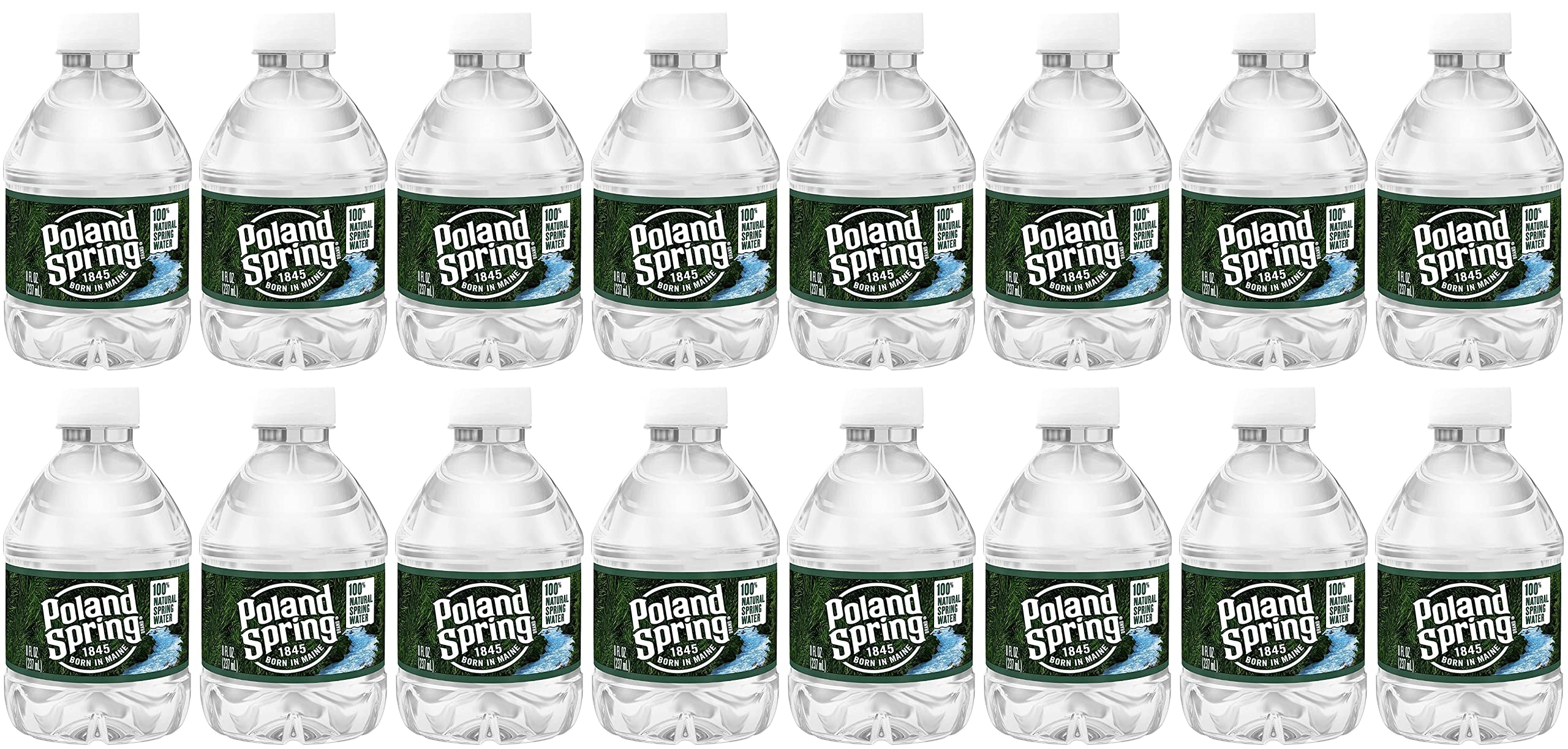 Poland Spring Water Bottles - Poland Spring Small Water Bottles, Mini Water Bottle, Poland Spring 8 oz Bottled Water 16 Pack - Bottled Poland Spring Water - Spring Water Bottles 16 Pack