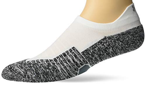 Under Armour Unisex-Adult Run Cushion No Show Tab Socks, Multipairs , White/Pitch Gray 2 (1-Pair) , Large