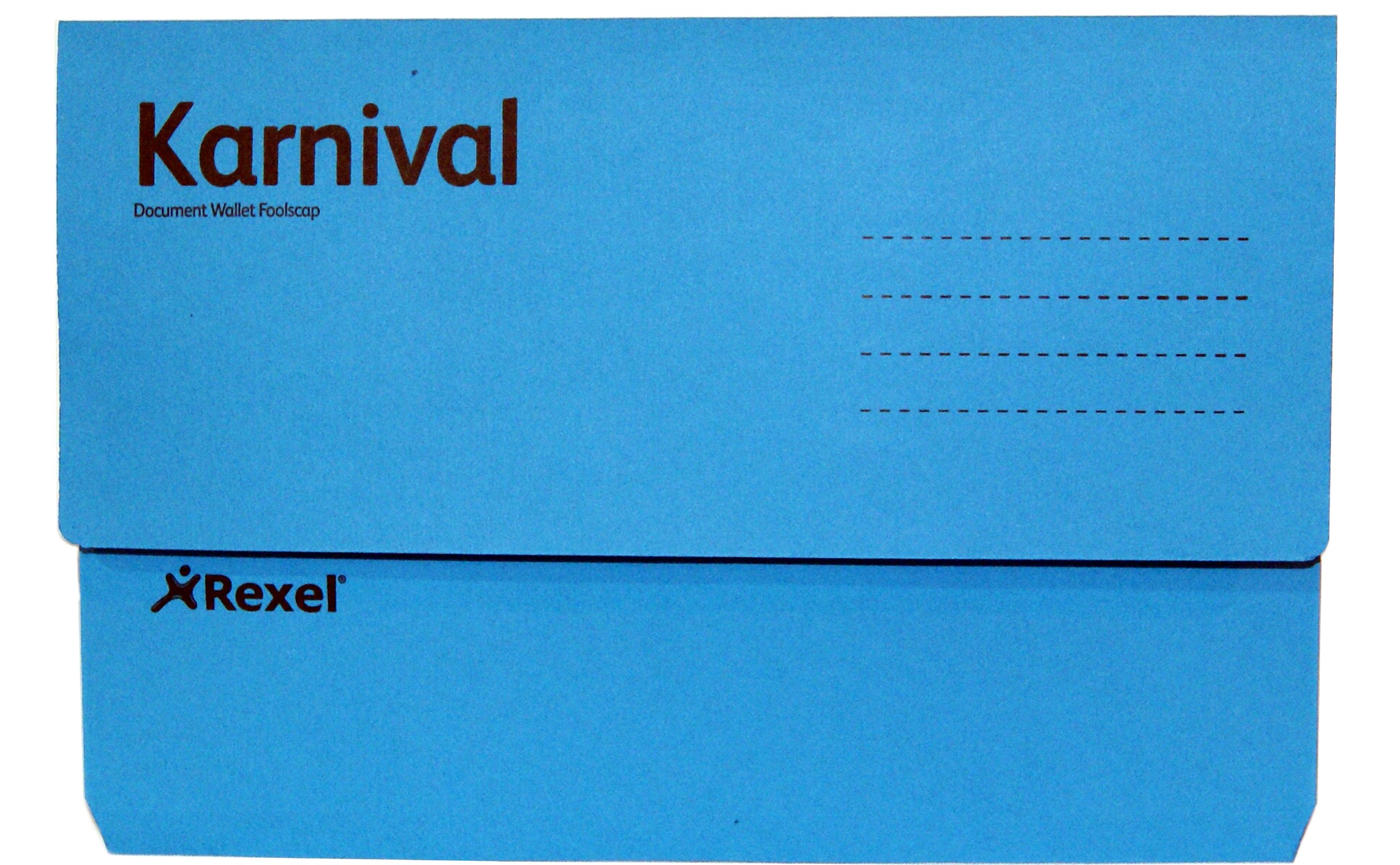 Rexel Karnival Document Foolscap Wallet Blue (25 Pack)