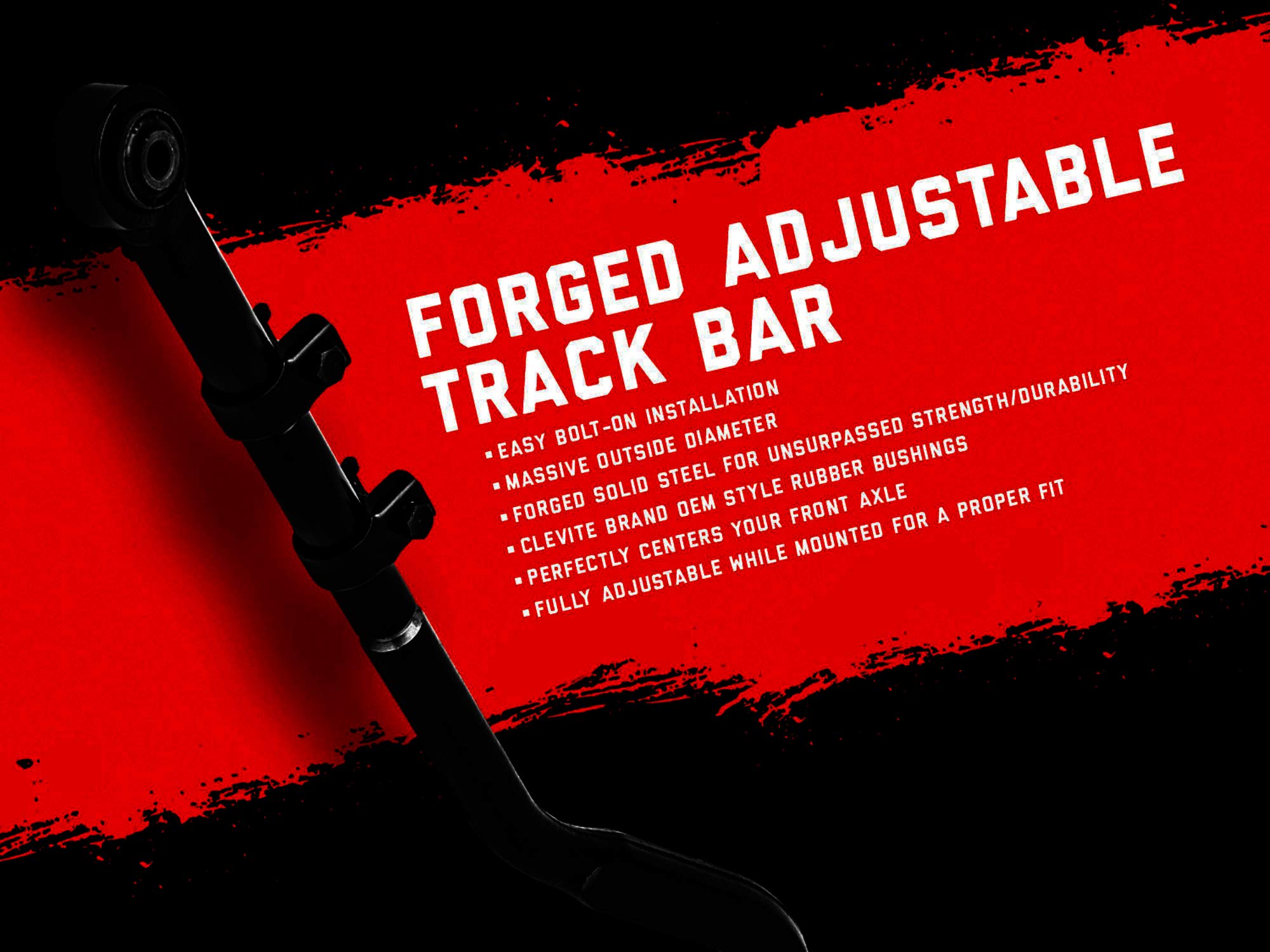 Rough Country Rear Forged Adjustable Track Bar for 2007-2018 Wrangler JK - 1180