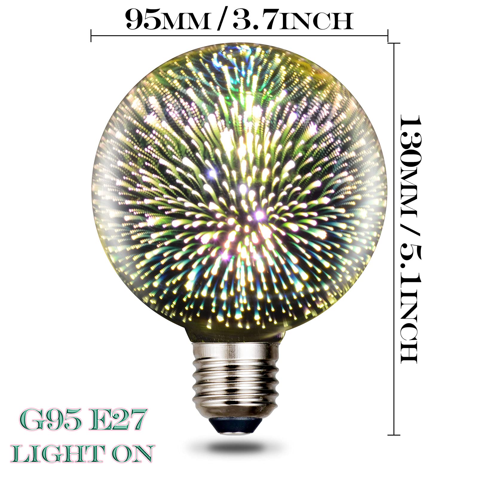 VANGPI Firework Light Bulb, Decorative 3D LED Bulb, E27, 4.5W, AC85-265V, 3.7x5.1 inch, for Home, Party, Bedroom, Disco(1 PC)