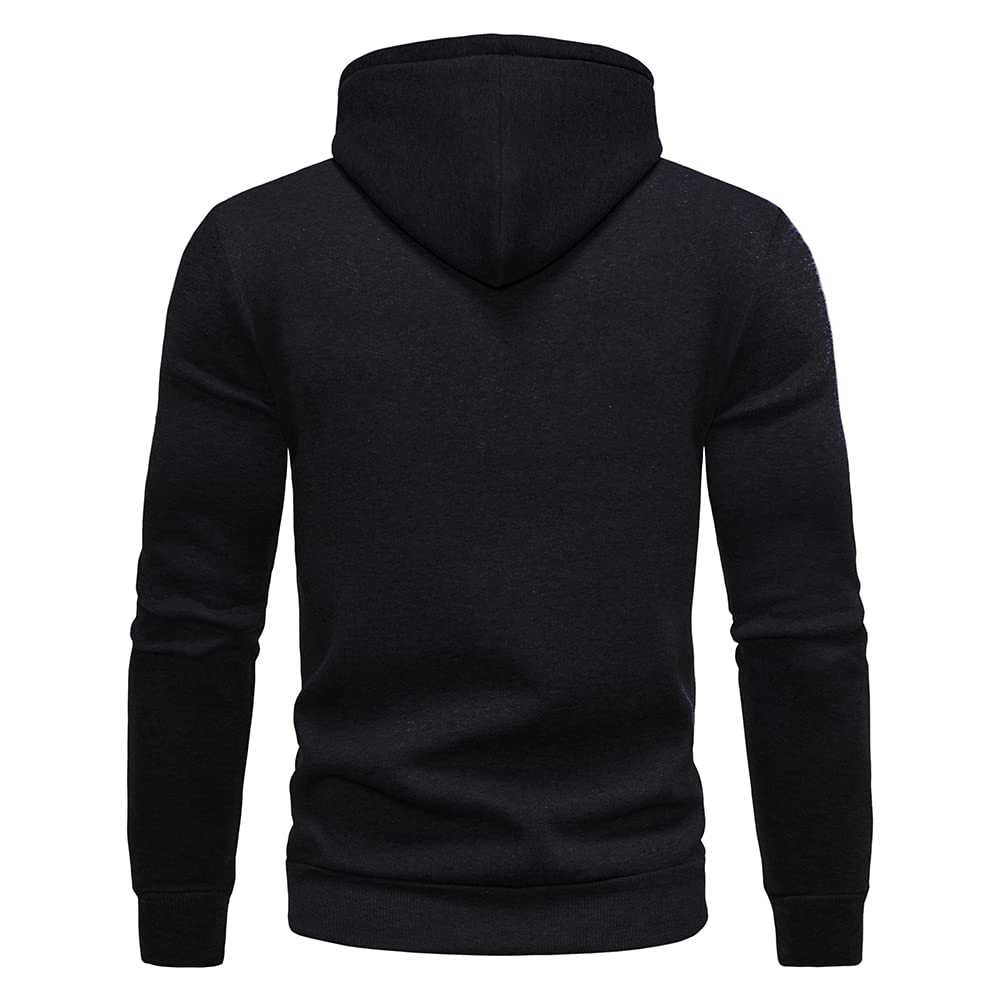 Prubensic Men's hoodies Pullover Hoodie Long Sleeve Casual Sweatshirt with Pocket Hoodies Gym Drawstring Hooded Black