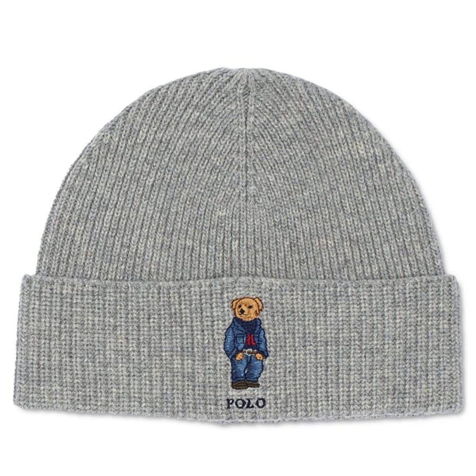 Polo Ralph Lauren Denim Bear Knit Beanie Grey