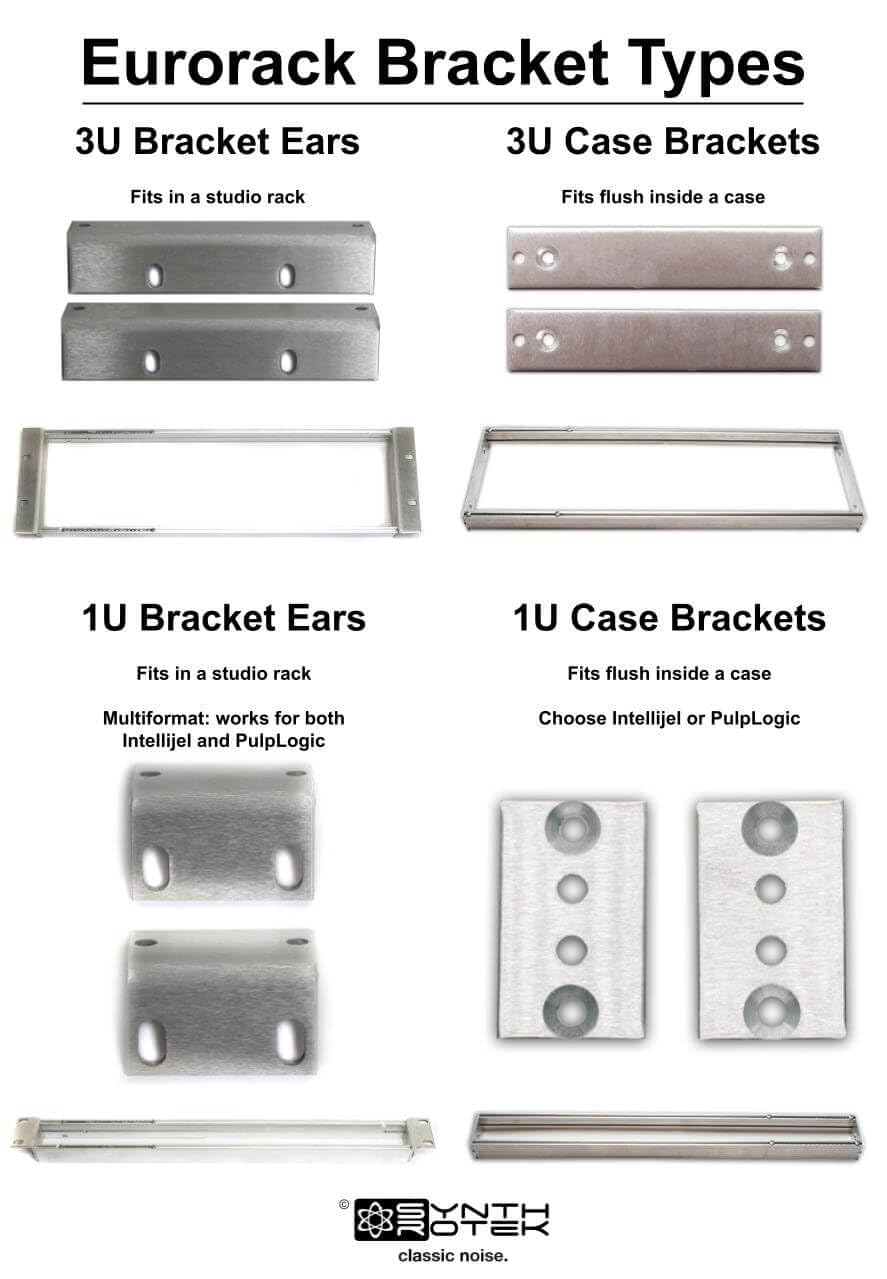 Synthrotek 3U Eurorack Case Brackets with 104HP Rails, 50 Slide Nuts
