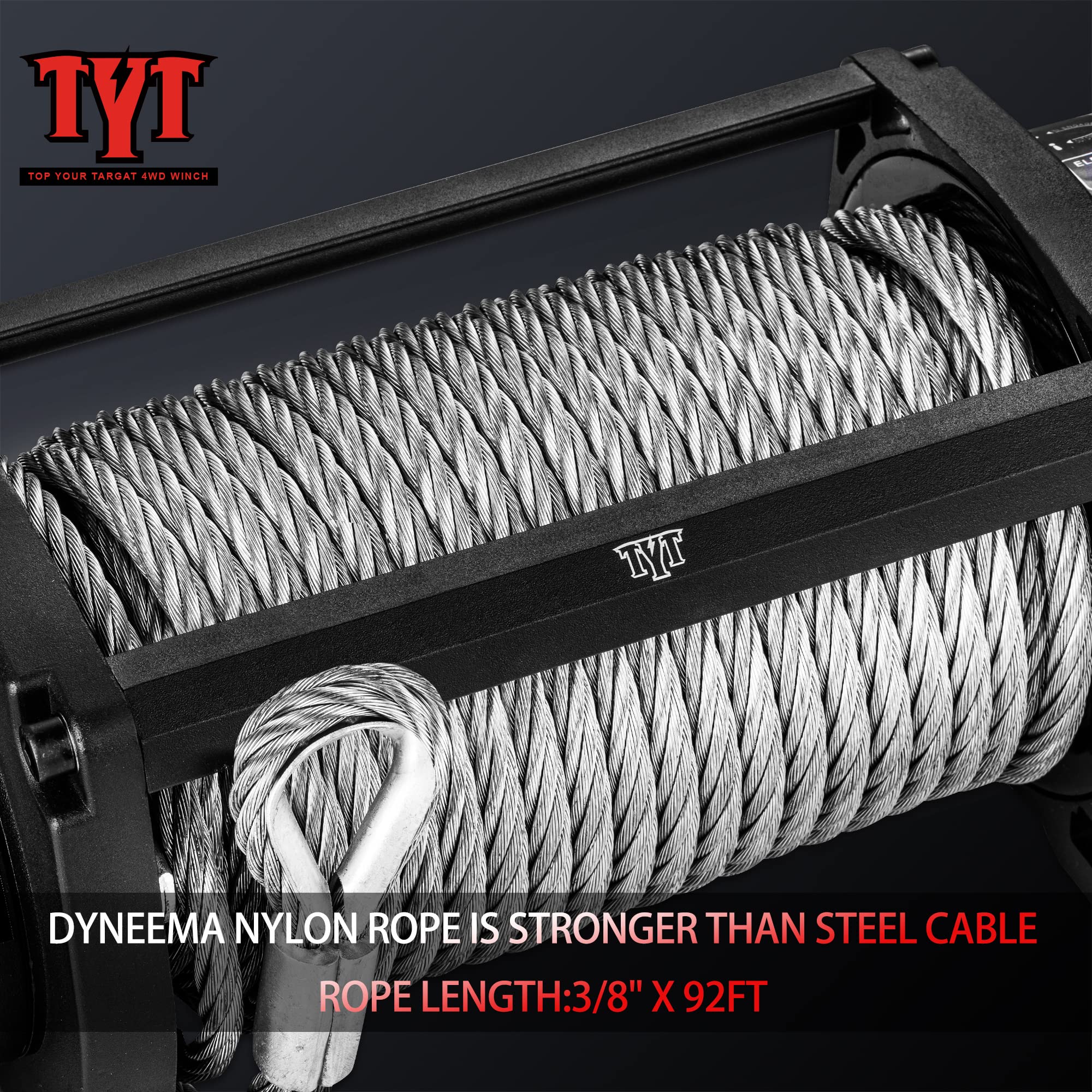 TYT T1 Series Winch 13000 lb. Advanced Load Capacity Electric Winch,12V Waterproof IP67 Electric Winch with Hawse Fairlead, Steel Cable Truck Winch with Wireless Handheld Remote and Wired Handle…